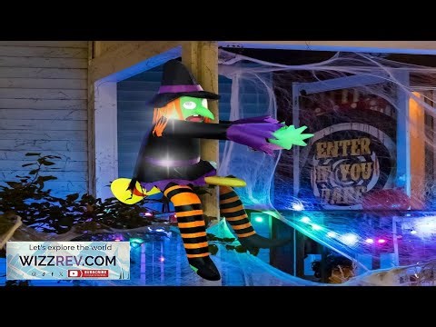 Halloween Inflatables Witch Outdoor Decorations 4 FT Blow up Witch with Build In