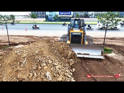 Amazing Foundation Sand Filling! Skilled Dozer and Dump Trucks Working Together Perfectly