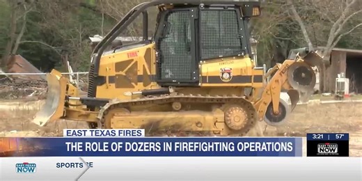 Smith County firefighters use dozers to combat grass fires
