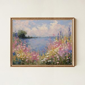 Spring Coastal Wildflower Printable Art, Pastel Floral Seaside Painting, Cottagecore Farmhouse Wall Art, Moody Summer Digital Download - Etsy UK