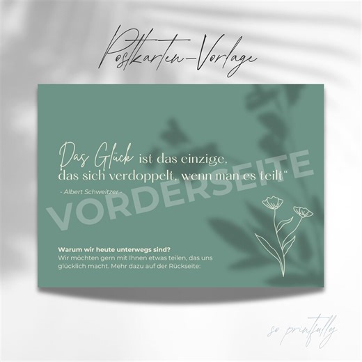 Postcard Template for the Preaching Service "sharing Happiness" - Etsy Australia