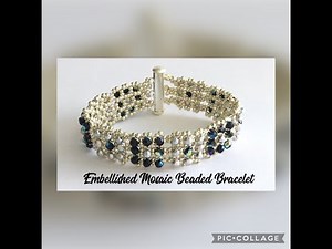 Right Angle Weave Embellished Mosaic Bracelet Cuff