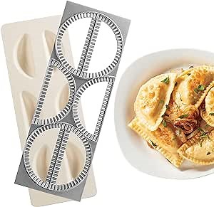 CucinaPro Pierogi Maker w Tray & Press- Makes 6 Pierogis, Dumplings Potstickers or Holiday Pastry at Once- Stainless Steel Durable Construction, Portable Set Easy to Use - Homemade Cooking Xmas Gift