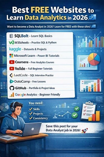 Want to become a Data Analyst in 2026 without spending money?📊#dataanalytics #jobs ‪@AnalyticaSphere‬