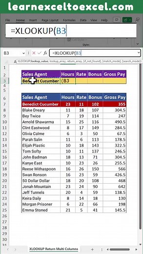 15K views · 102 reactions | Excel Pro Tricks: XLOOKUP to return Multiple Columns and Rows in Excel formula with XLOOKUP Function #office #exceltutorials #exceltips #learnexcel #Excel #office365 #exceltricks #exceltraining #spreadsheet #excel365 #excelformula #exceltipsandtricks #officetips #tutorial #guide | Learn Excel to excel | Facebook