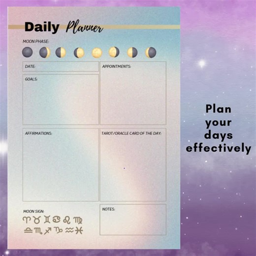 Printable Moon Planner | Moon Journal | Lunar Phases | Celestial Planner | Witchy Planner | Moon Tracker | Pastel Moon Calendar | Zodiac - Etsy