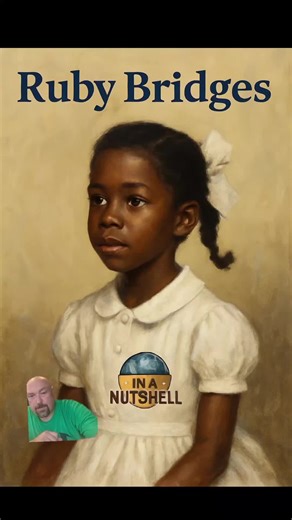 At just six years old, Ruby Bridges became a symbol of courage and equality, breaking barriers in the fight for civil rights. Learn more about her story in just one minute! #RubyBridges #CivilRights #InANutshell #SchoolIntegration #Bravery #HistoryMakers #RacialEquality #CivilRightsMovement #EducationForAll #LearnInOneMinute #HistoryTeacher #Trailblazer #greenscreen
