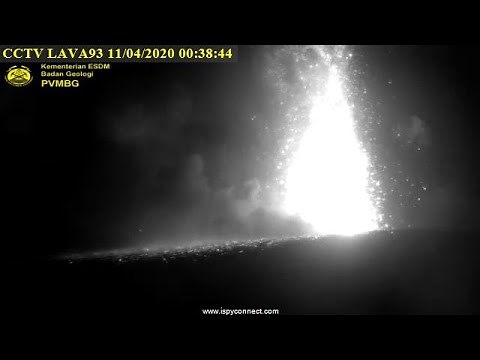 Eruption of Krakatau 10-11 April 2020 close up