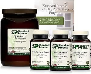 Standard Process Purification Product Kit with SP Complete and Gastro Fiber - 21-Day Detox for Healthy Body Maintenance - Vegetarian, Gluten-Free & Non-Soy - 1 Kit - Chocolate