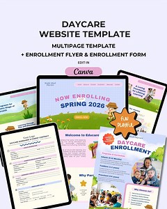 Daycare Canva Multipage Website Template. Playful Childcare Website Template. Canva Website for Childcare, Early Learning Center, Preschool - Etsy