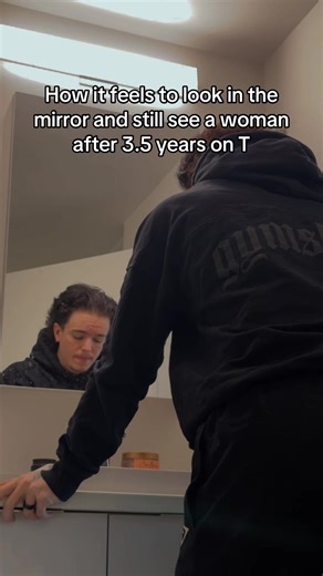 Some days, the mirror still shows shadows I thought I’d left behind. 3.5 years on T, but healing isn’t linear #lgbtq #trans #ftm #transman