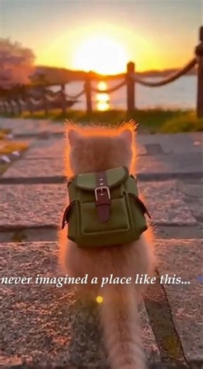 Evening backlit silhouette | Tiny Backpack Cat