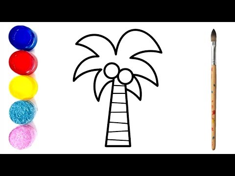 How to Draw Coconut Tree | Coconut Tree Easy Drawing, Coloring & Painting for Toddlers