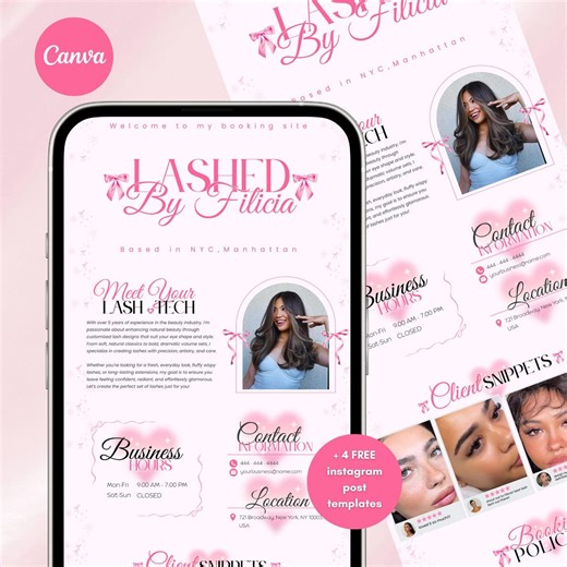 Pink Acuity Scheduling Template, Canva Booking Site for Lashtech, Nailtech, Hairstylist', Muas, Acuity Braid, Editable Acuity Website Design - Etsy