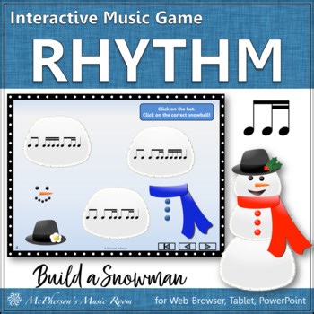 Winter Music Interactive Rhythm Game 1 Eighth/2 Sixteenths {Build a Snowman}
