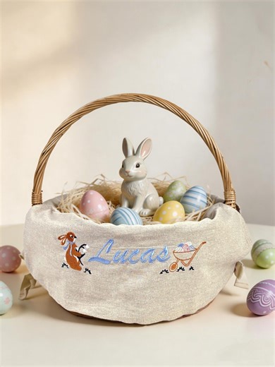 Personalized Easter Basket Liner| Embroidery Bunny Pattern| Custom Name Basket Liner | Easter Basket Liner for Baby Boys and Girls| Burlap - Etsy