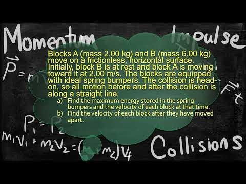 Physics Problem - Momentum Conservation and Collisions - Collision of Two Blocks with Spring Bumpers