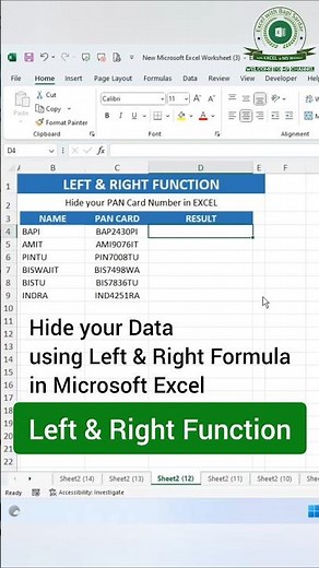 LEFT & RIGHT FUNCTION | Hide your Data using Left & Right Formula in Microsoft Excel | #exceltips