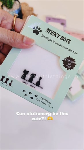 PRETTY LITTLE THINGS on Instagram: "Super cute shimmer + transparent paw printed sticky notes are here to make your notebooks shine! 🌈💖 Perfect for jotting quick notes, marking pages, or just adding a dash of kawaii to your desk! 🐾 Tag your bestie who would totally need this 🩷 🛍️ Shop now from www.prettylittlethings.in or visit our store in Malad West, Mumbai #kawaiistationery #cutestationery #stickynotes #kawaiivibes #pinterestyaesthetic #prettylittlethin