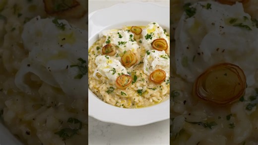 Leek & burrata risotto #shorts