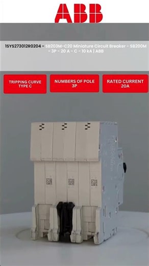 1SYS273012R0204 - SB203M-C20 Miniature Circuit Breaker - SB200M - 3P - 20 A - C - 10 kA | ABB