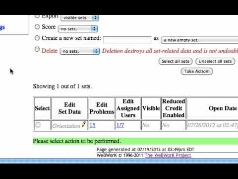WeBWorK: Assigning an Orientation problem set