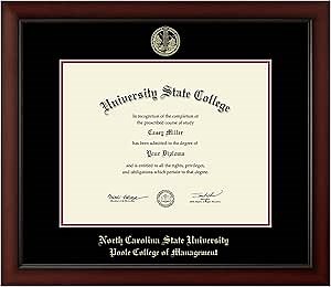 North Carolina State University Poole College of Management 14" w x 11" h Diploma Frame - Fits a bachelor's, master's and phd - Gold Embossed Diploma Frame