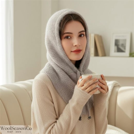 Luxury Handmade Wool Balaclava Hood – Timeless Winter Elegance in a Sculptural Knit - Etsy