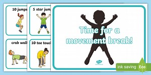 Time For A Movement Break Visual Support Cards
