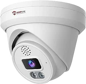 Anpviz 4K POE IP Camera, 8MP(3840x2160) POE Turret Surveillance Security Camera Outdoor with Human/Vehicle Detection, 100ft Smart Color Night Vision, Up to 256GB SD Card, Built in Mic, 2.8mm Lens