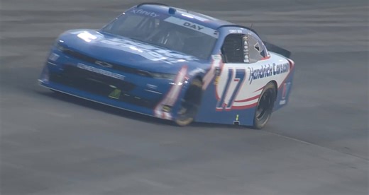 Corey Day spins in Turn 2 to end Stage 1 at Nashville