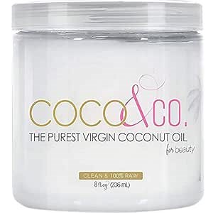 100% Raw Coconut Oil for Skin & Hair, Clean Beauty Grade, Pure and Organic Extra Virgin by COCO & CO. 8 Fl Oz (Pack of 1)