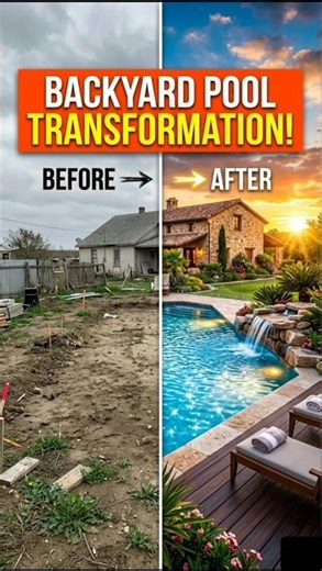 Backyard Farmhouse Pool Renovation | From Empty Land to Luxury Pool 🏡😱😉#shorts