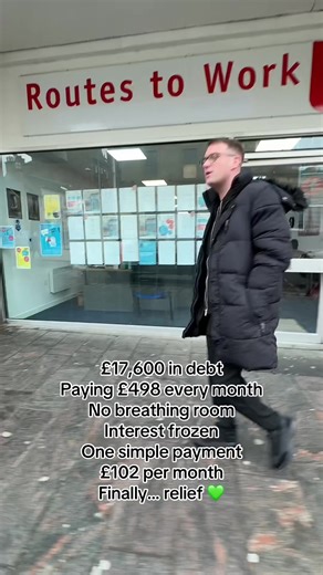 £17,600 in debt Paying £498 every month No breathing room Interest frozen One simple payment £102 per month Finally… relief 💚
