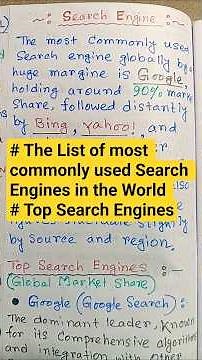 The List of most commonly used Search Engines l Top Search Engines #shorts #searchengine