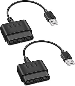 Xahpower 2 Pack PS2 Controller to USB Adapter Converter Cable, Compatible with Sony PS1/PS2 Controller Gamepad to PS3/PC Controller