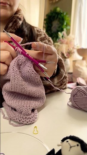 ✨let’s knit a cute and easy drawstring pouch🧶 #knitting #knittingtutorial #handmade