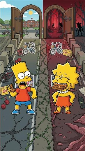 Bart and Lisa in Stranger Things