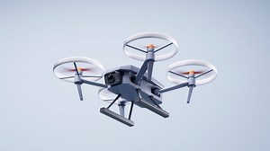 Flying realistic drone, 3d rendering.