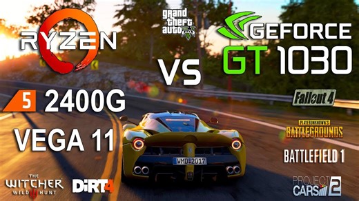 Ryzen 5 2400G APU vs GT 1030 test in 7 games