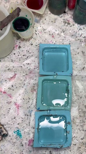 In these instances where I am not 100% sure how a pigment and technique combo is going to look, I like to do a full practice set so the buyer can make sure they are happy with the vibe before I use the inclusions #dnd #dice #ttrpg #resinart #handmadedice #dicemaker #fyp #dndtiktok #colorshifting #dreamlandwatercolor