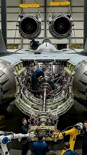 Watch the epic installation of two massive#military #aircraft #engineering #shorts#youtubeshorts