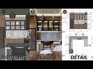 Layout SketchUp Lesson#22 Kitchen Design and Detail Layout SketchUp