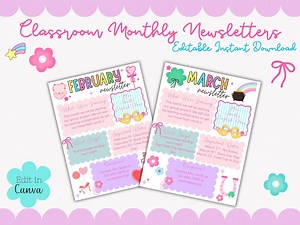 Editable Classroom Newsletter Templates: Back to School Canva Design (8.5x11, Digital Download - Etsy UK