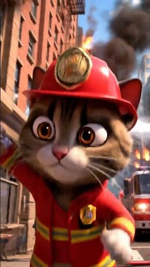 Cat Firefighter: The Feline Hero Who Fights Flames! #cute #funny #shorts
