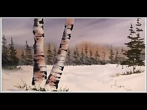 How to Paint a Winter Birch Tree Scene