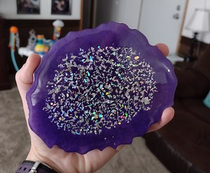Purple Resin Geode Coaster, Gift for Her, Birthday Gift, Glitter Coaster - Etsy