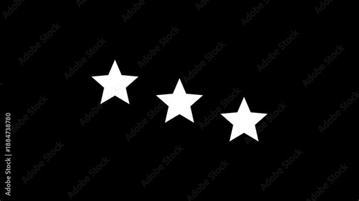 Three star loading animation with smooth looping motion, minimal progress indicator for waiting screens and buffering states, UI element on transparent background with alpha channel