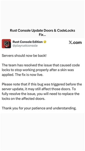 Rust Console Update Doors & Locks Fix…#shorts #rust #rustconsole