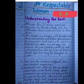 Class 12 english chapter 2 A Respectable woman exercise // Class 12 English Chapter 2 note //